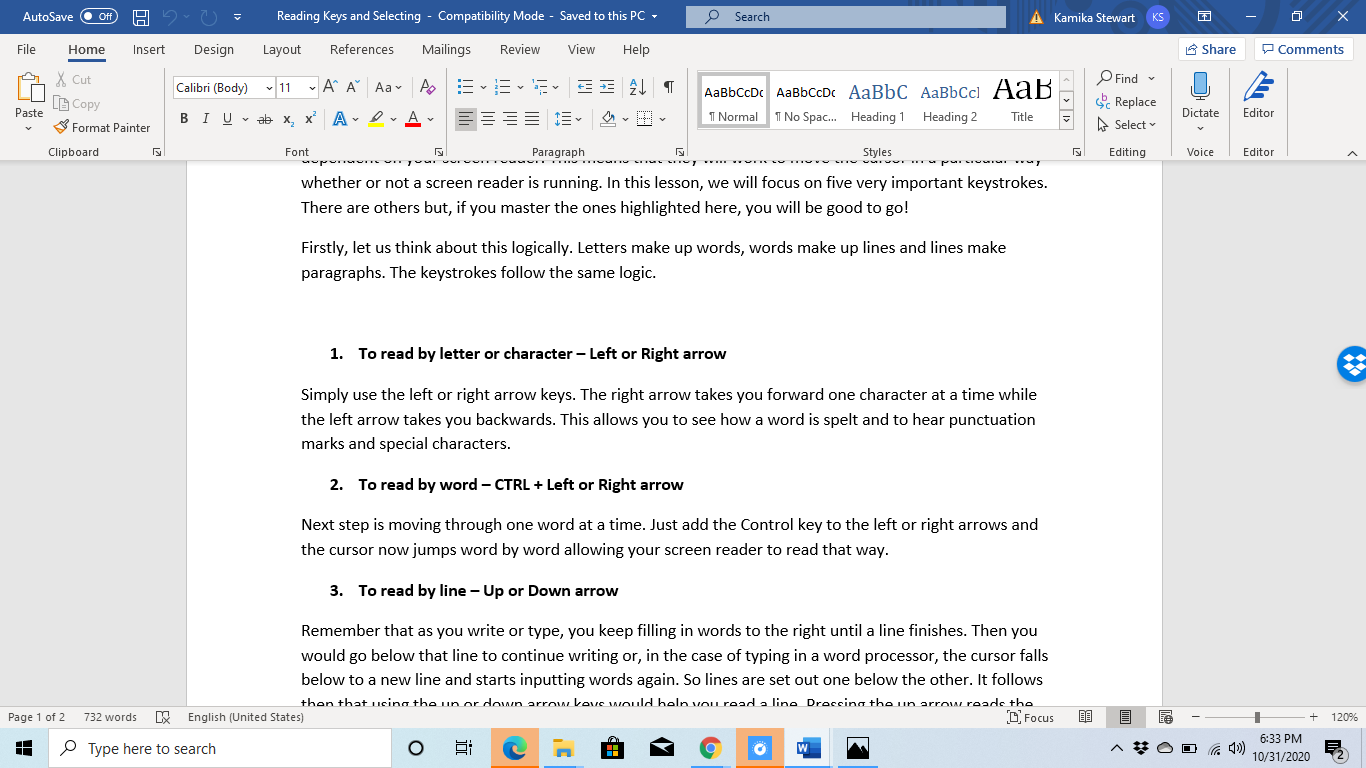 Reading Keys and Selecting - Blind Accessibility Tips